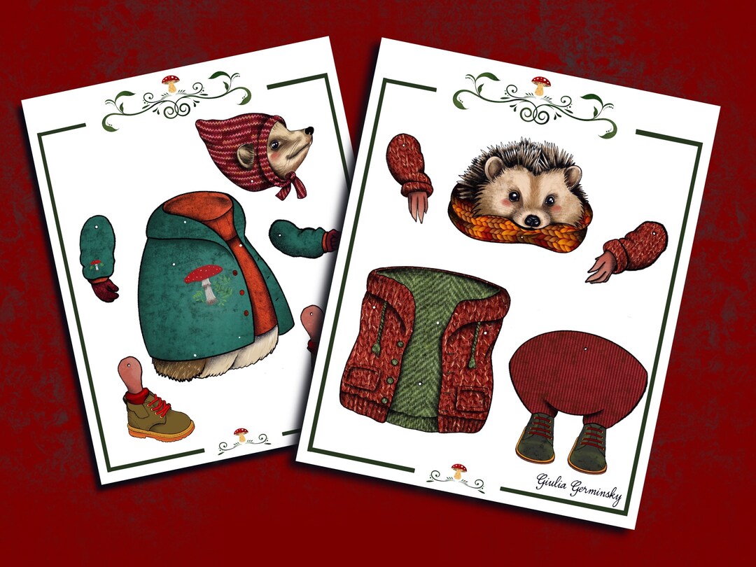 Articulated Paper Hedgehog Dolls, Printable DIY Craft (digital Download ...