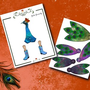 Articulated Paper Peacock Puppet, Printable DIY Paper Doll (digital ...