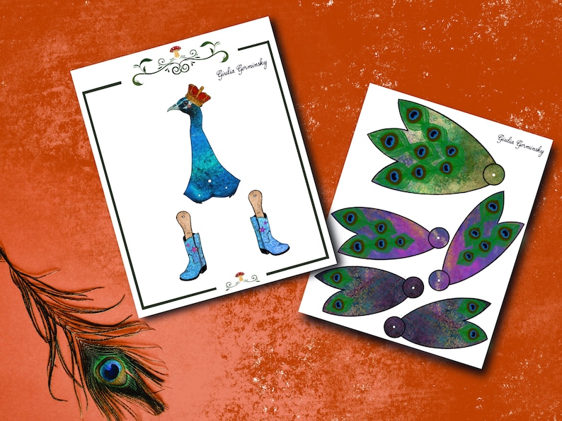 Articulated Paper Peacock Puppet, Printable DIY Paper Doll (digital ...