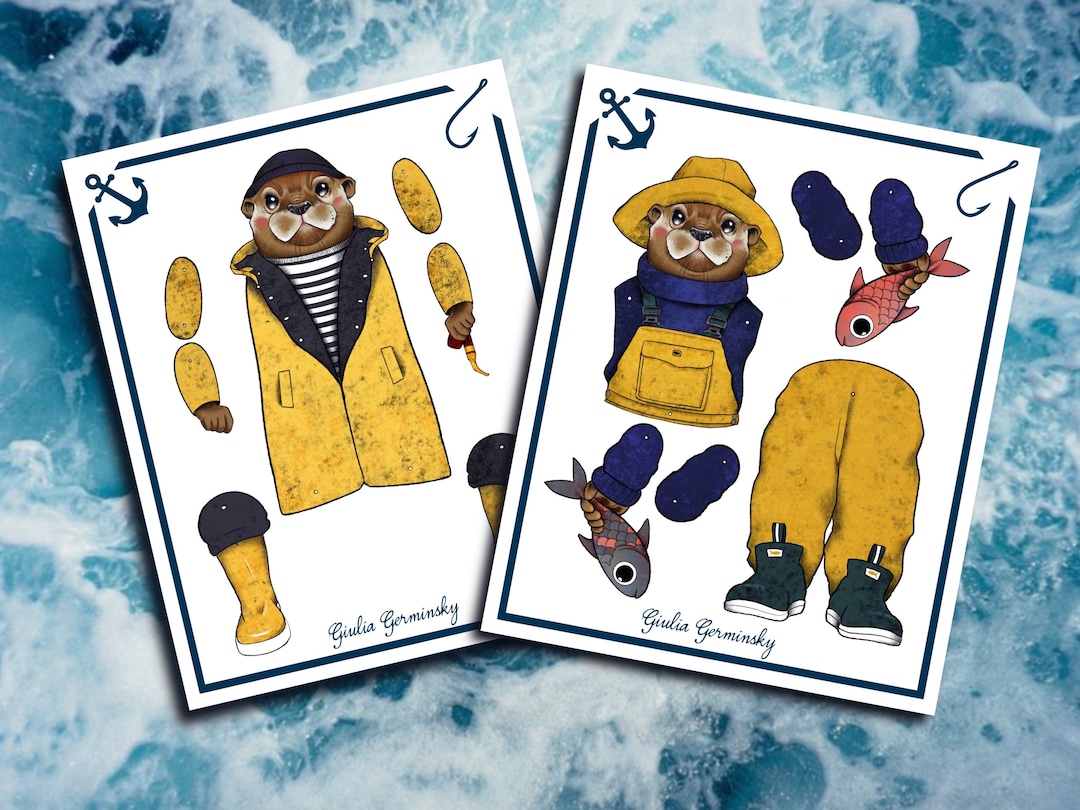 Articulated Printable Paper Otters , Digital Download, Paper Dolls ...