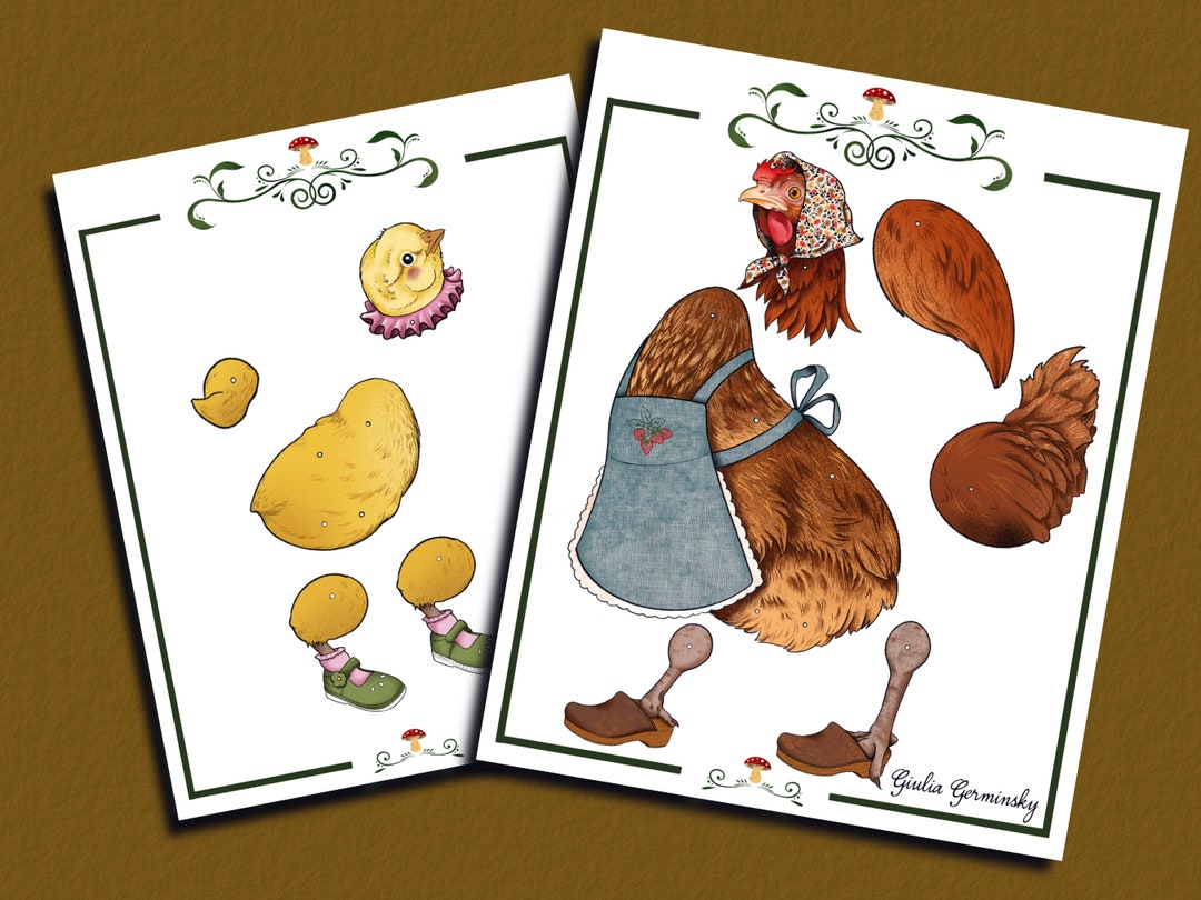 Articulated Printable Paper Mother Hen With Baby, Digital Download ...