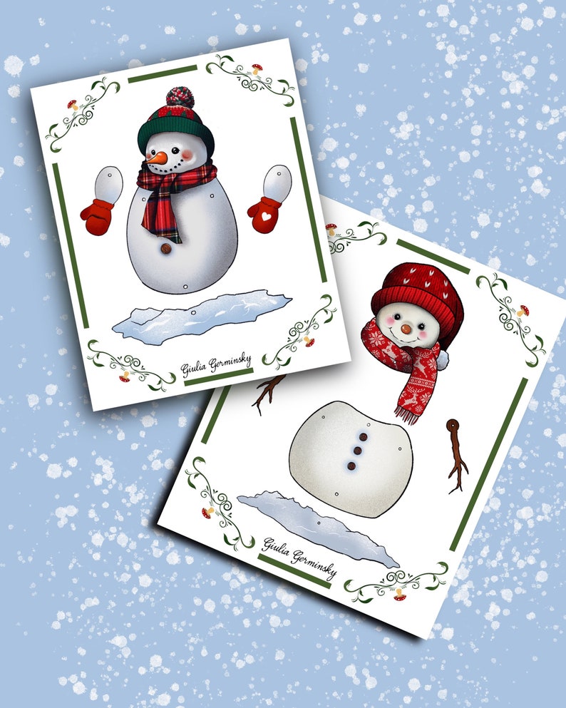 Articulated Printable Paper Snowmen , Digital Download, Paper Dolls ...