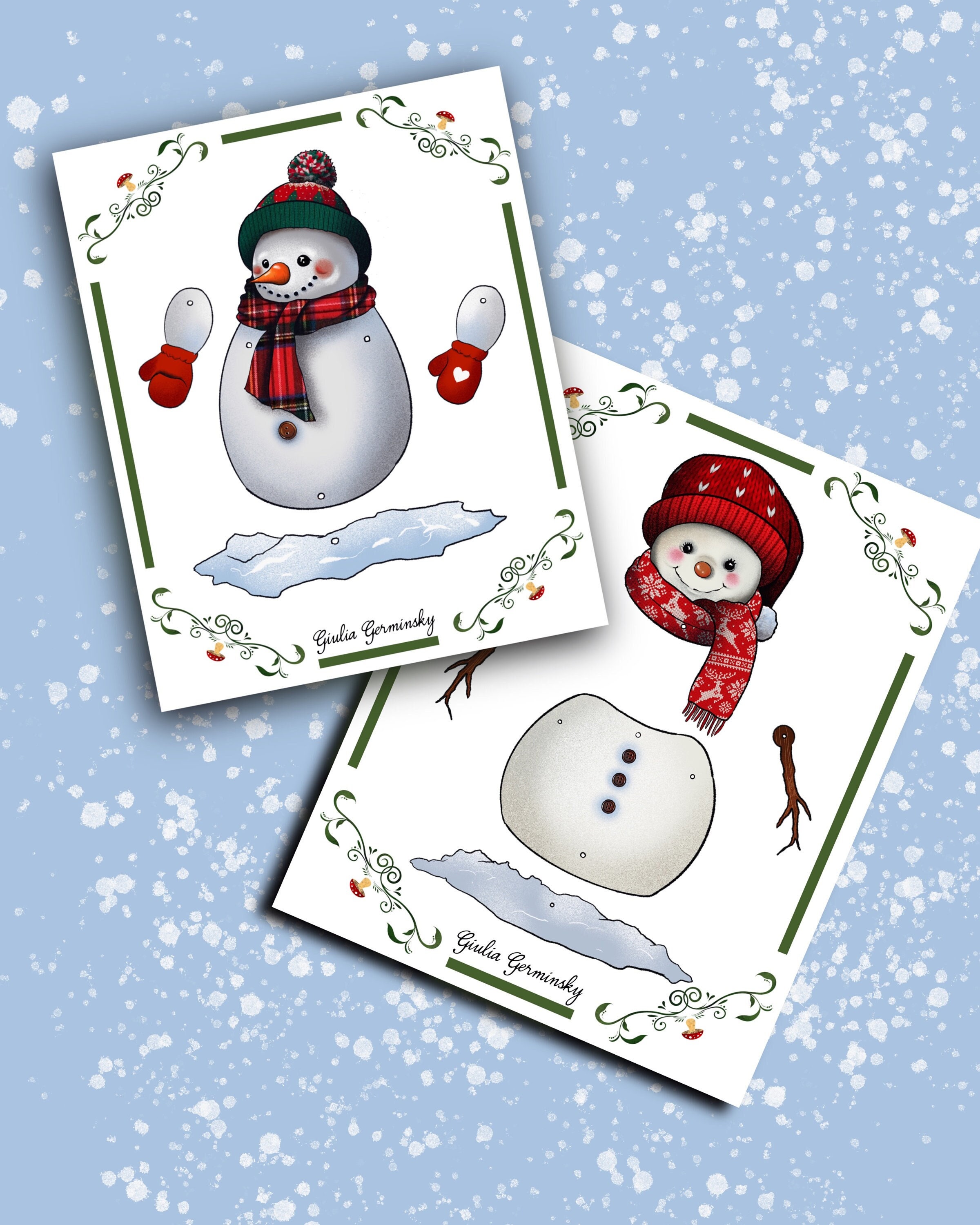 Articulated Printable Paper Snowmen , Digital Download, Paper Dolls ...
