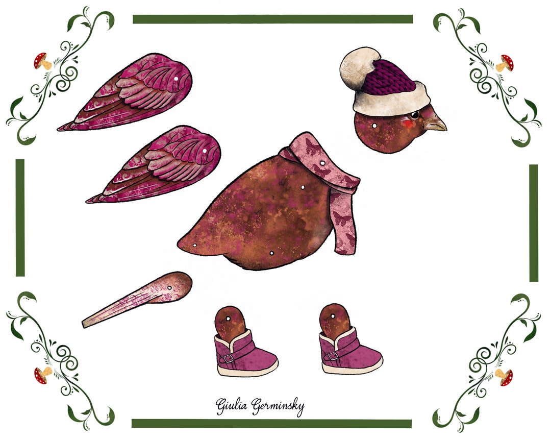 Articulated Printable Paper Birds, Digital Download, Paper Dolls ...