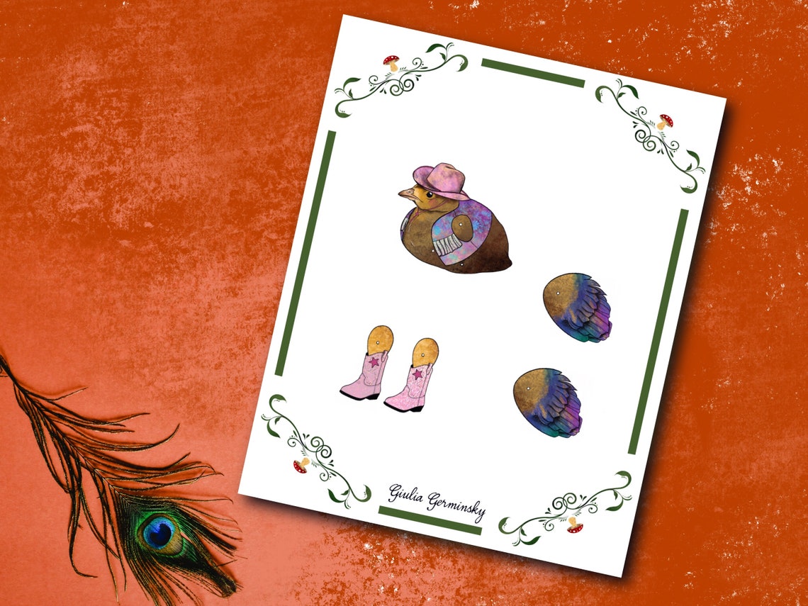 Articulated Printable Paper Peacocks , Digital Download, Paper Dolls ...