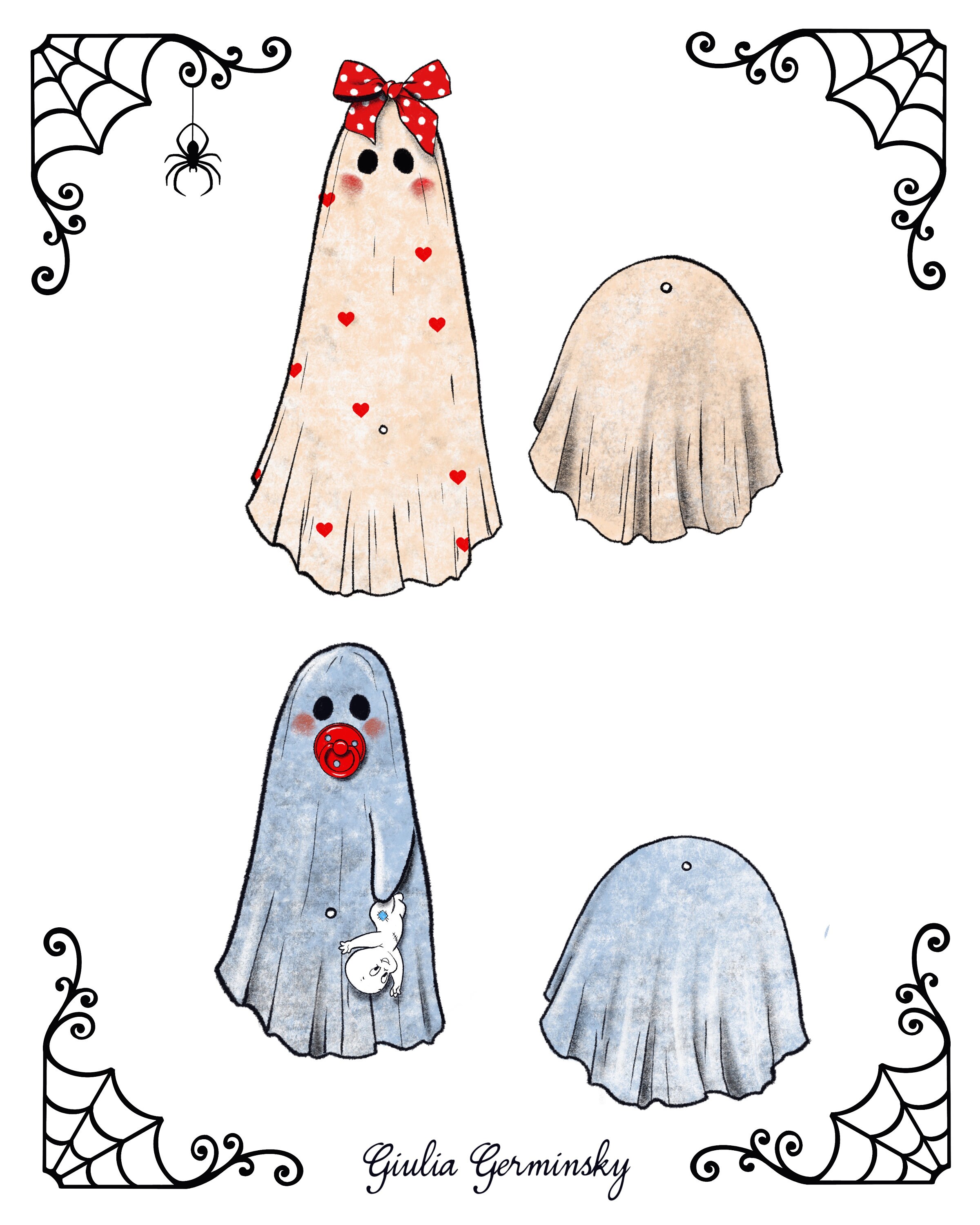 Articulated Paper Ghosts, Printable Halloween Paper Dolls (PDF & JPG ...