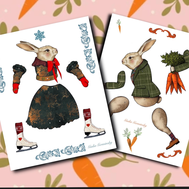Bunny Paperdolls - Etsy UK