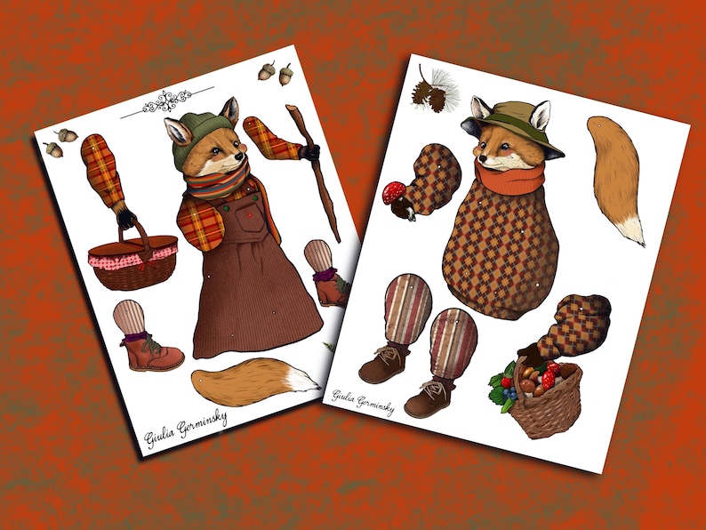 Printable Articulated Paper Fox Dolls, DIY Puppet (PDF & JPG) - Etsy