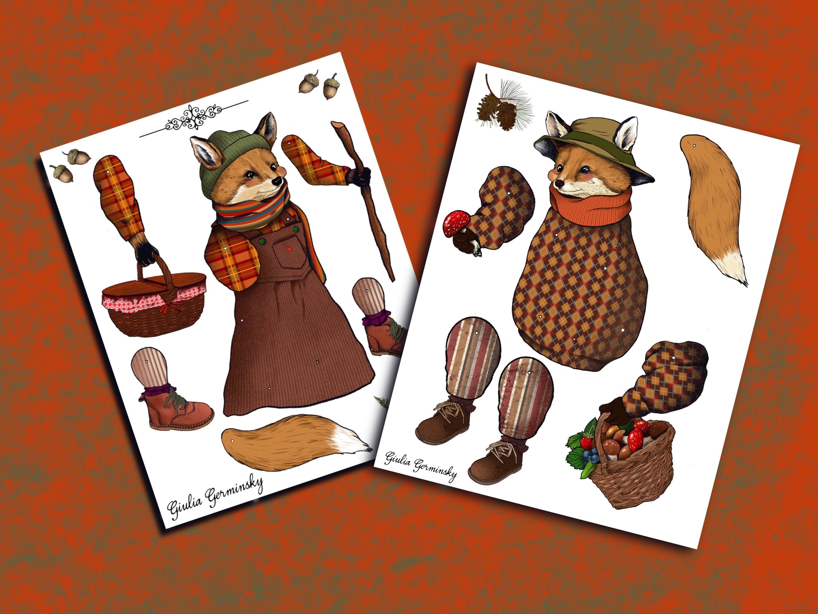 Articulated Printable Paper Foxes, Digital Download, Paper Dolls ...