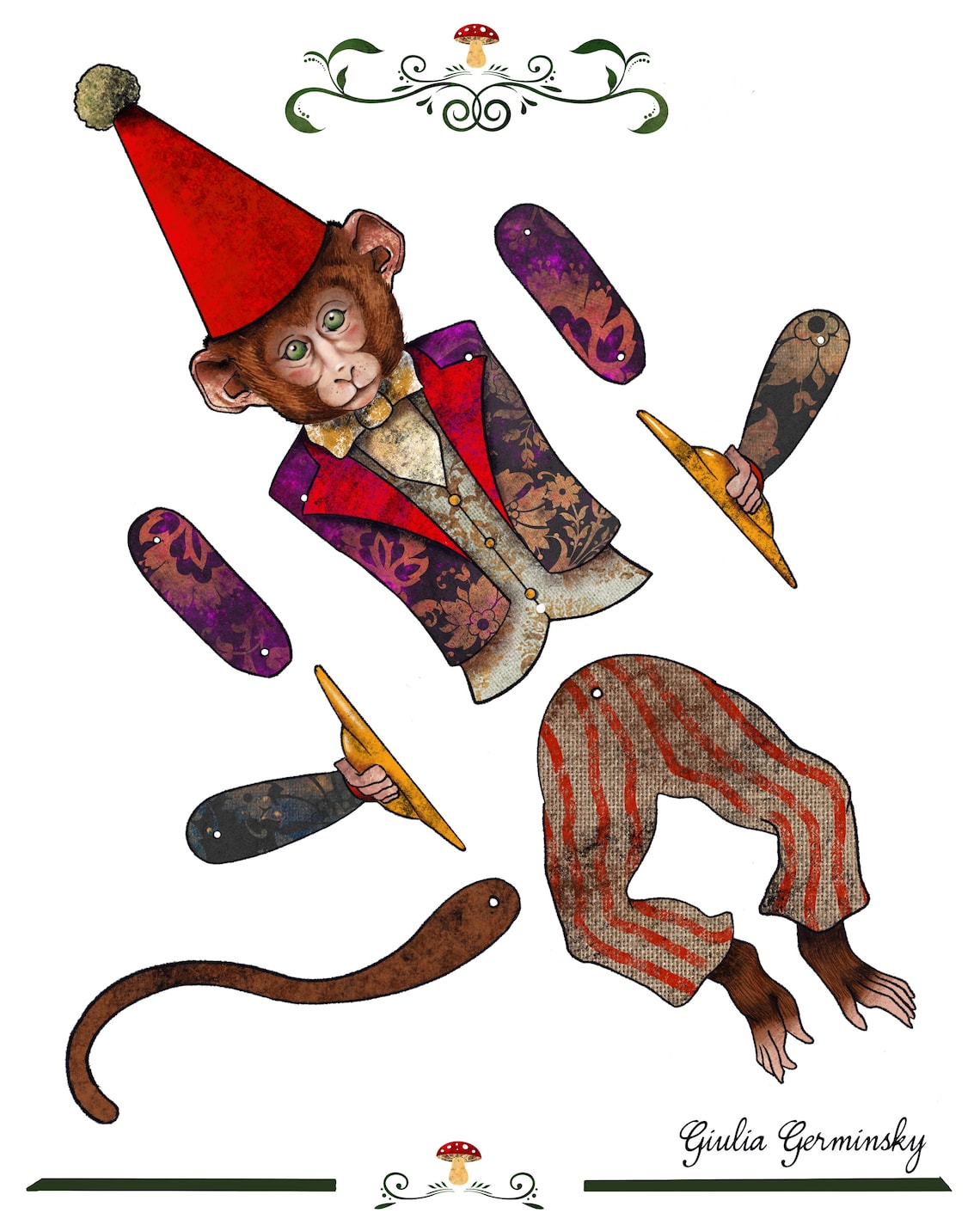 Articulated Printable Paper Circus Fun, Digital Download, Paper Dolls ...