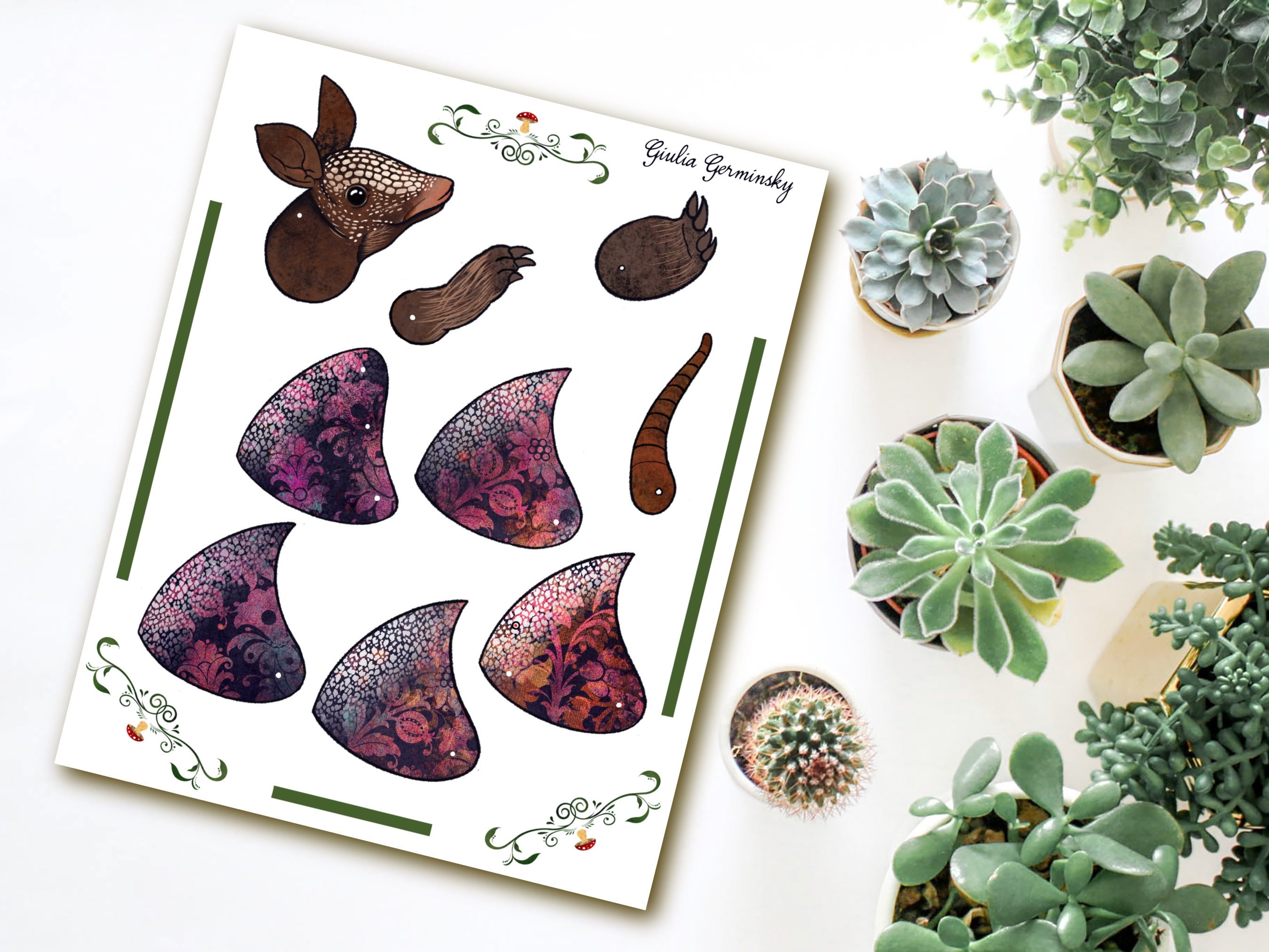 Articulated Printable Paper Armadillos, Digital Download, Paper Dolls ...