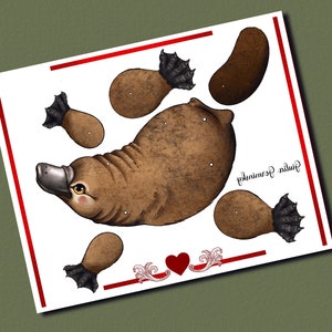 1 Articulated Printable Paper Platypus , Digital Download, Paper Dolls ...