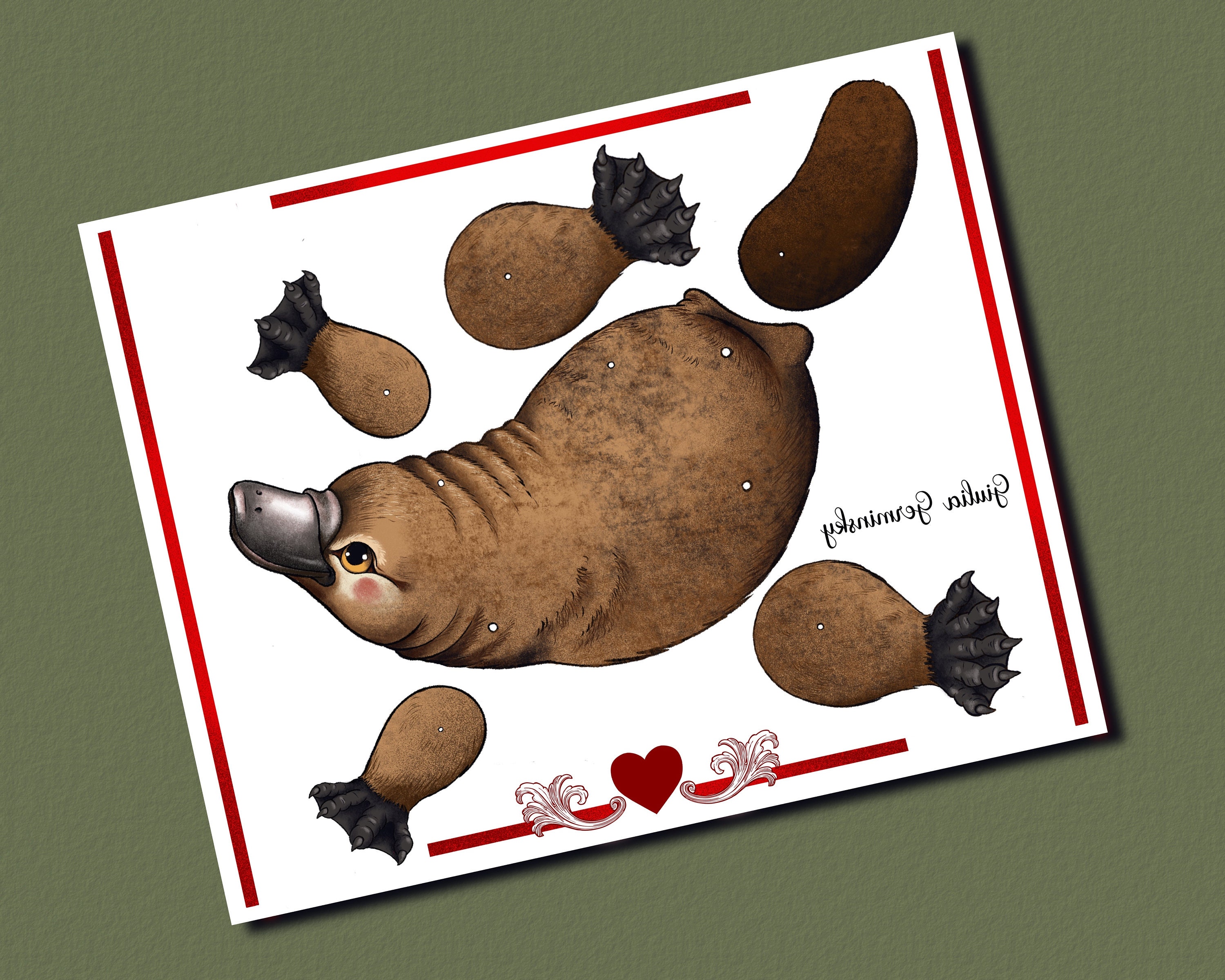1 Articulated Printable Paper Platypus , Digital Download, Paper Dolls ...