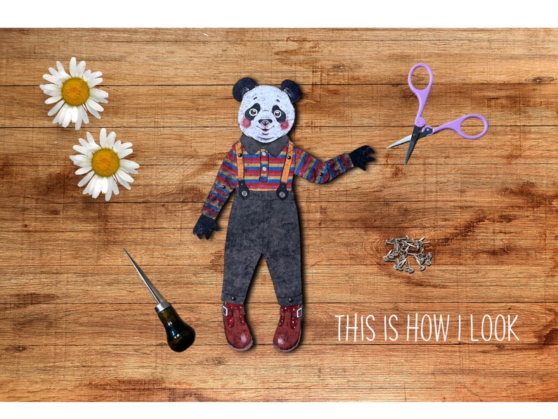 Articulated Printable Paper Pandas, Digital Download, Hand Drawn, Paper ...