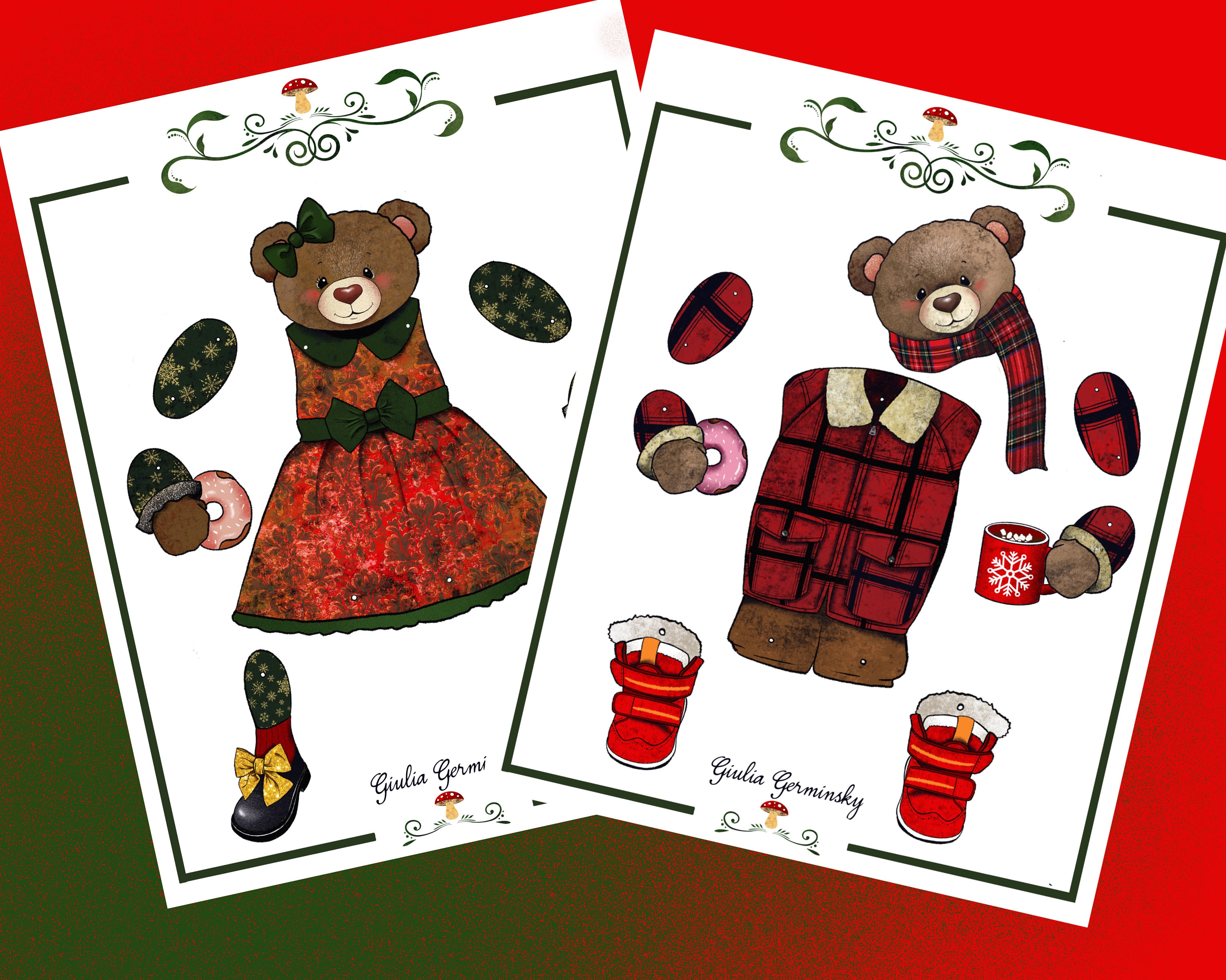 2 Articulated Printable Paper Bears, Digital Download, Paper Dolls ...
