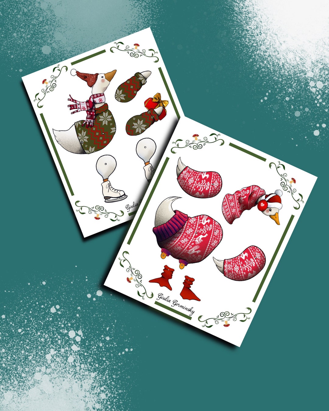 2 Articulated Printable Paper Skating Ducks, Digital Download, Paper ...