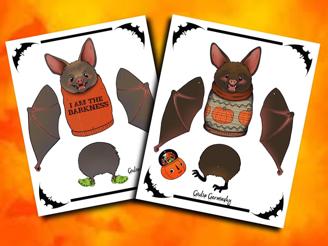 Articulated Printable Paper Halloween Bats, Digital Download, Paper ...