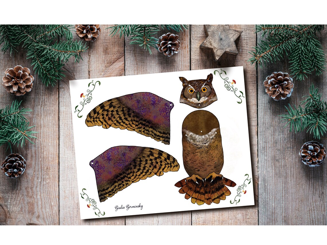 Articulated Printable Paper Owls Family, Digital Download, Paper Dolls ...