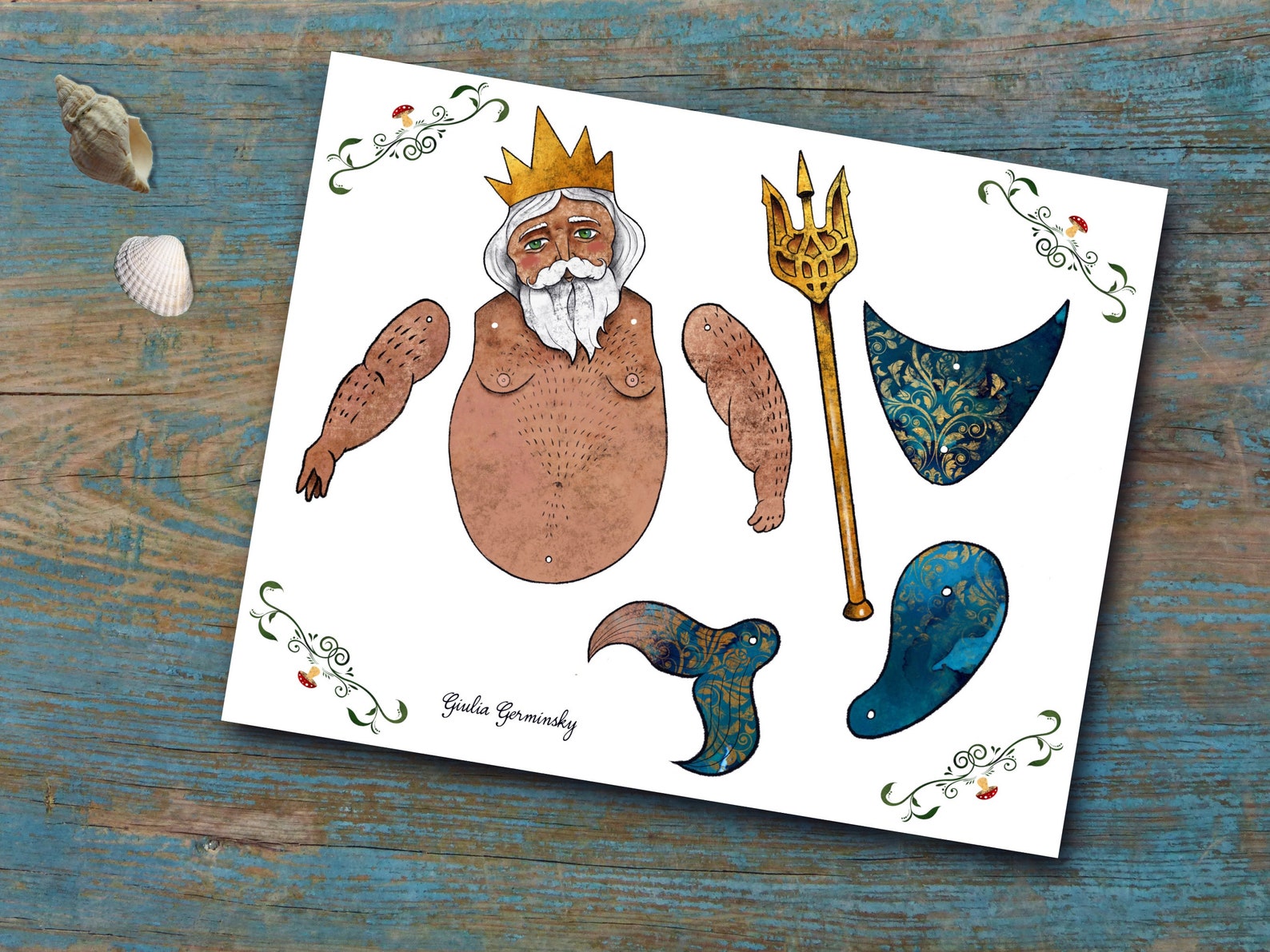 Articulated Poseidon Family Paper Dolls, Printable DIY Puppet (digital ...