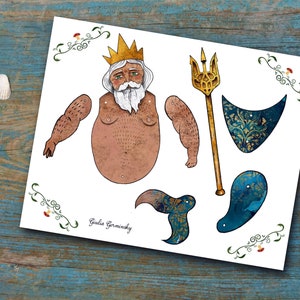 Articulated Poseidon Family Paper Dolls, Printable DIY Puppet (digital ...