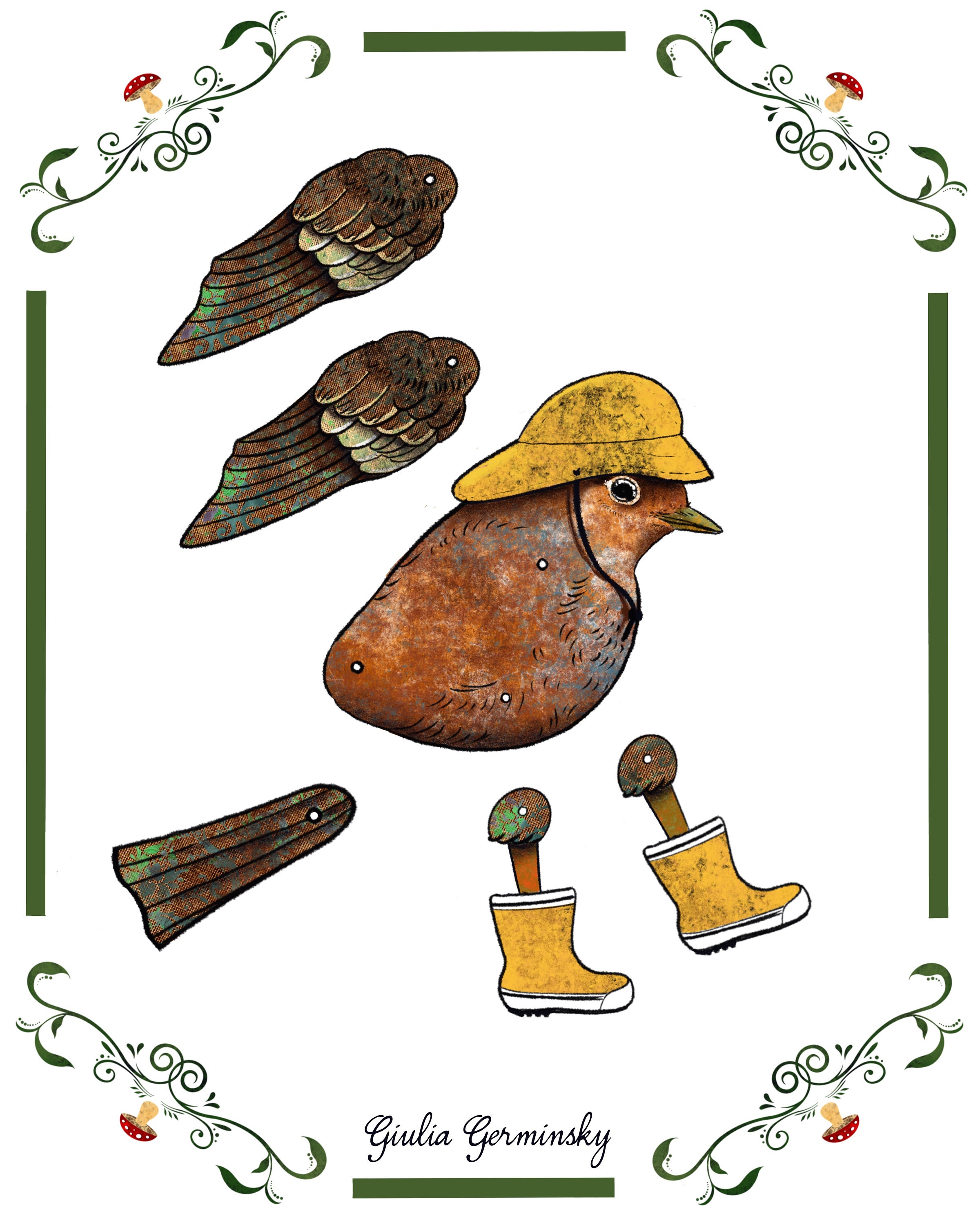 Articulated Printable Paper Birds, Digital Download, Paper Dolls ...