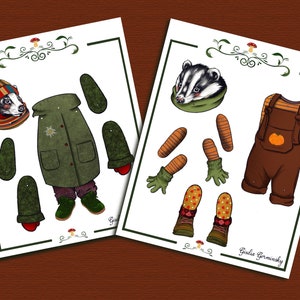 Articulated Paper Badger Dolls, Printable DIY Craft (PDF & JPG) - Etsy