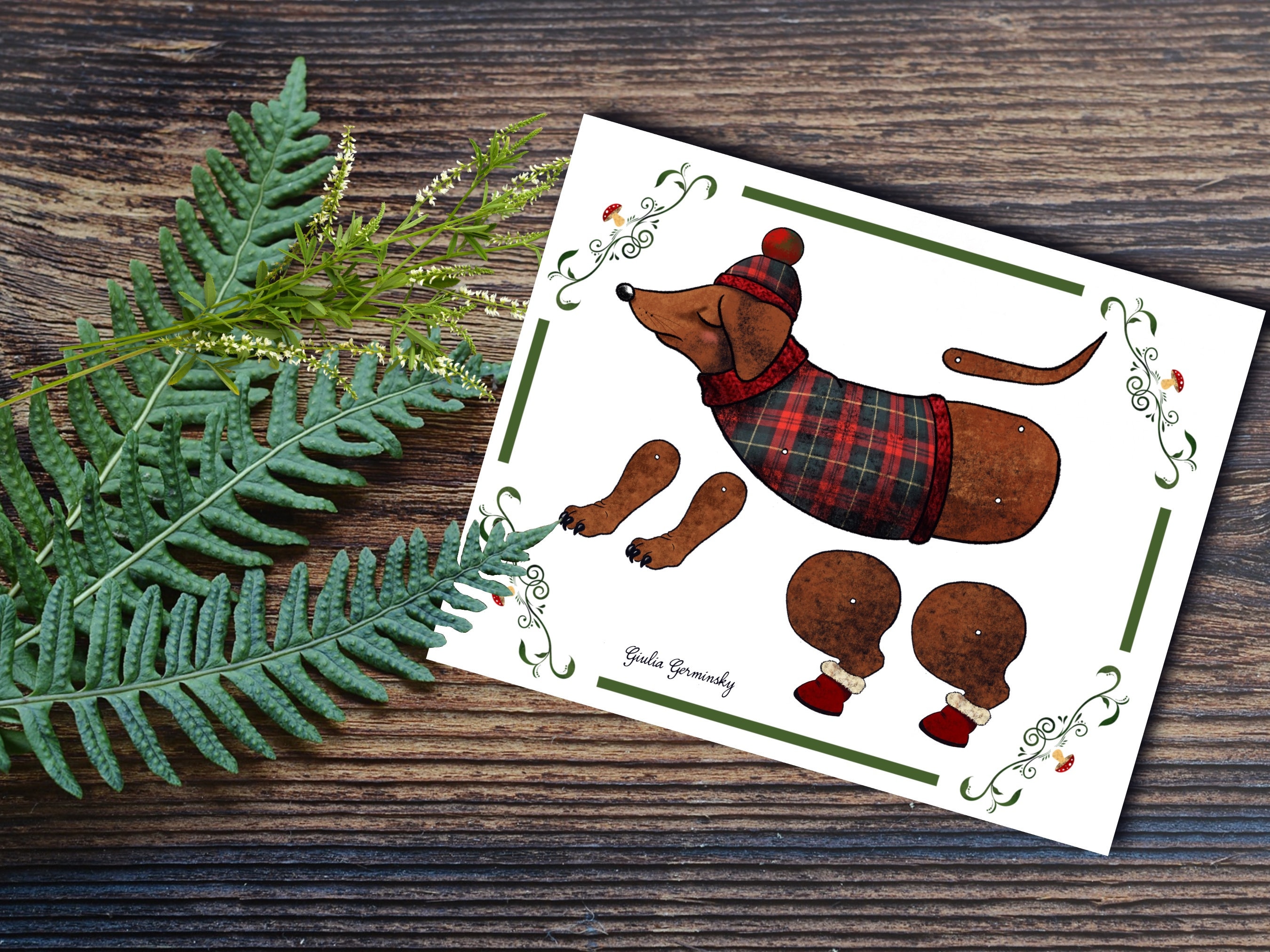 Printable Dachshund Paper Doll, Articulated Puppet (digital Download ...