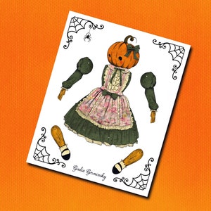 1 Articulated Printable Pumpkin Girl, Digital Download, Paper Dolls ...
