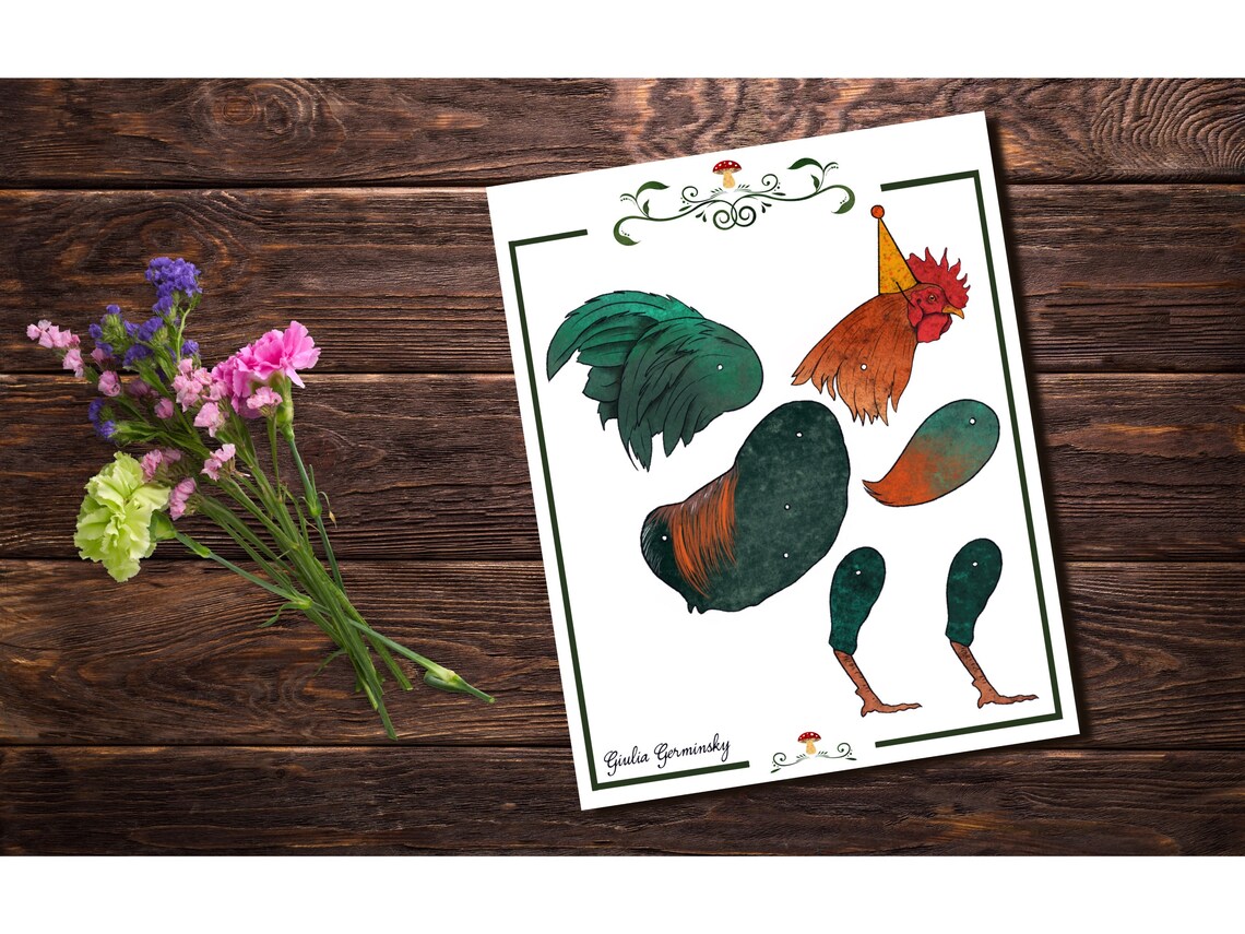 Articulated Printable Paper Chickens, Digital Download, Paper Dolls ...