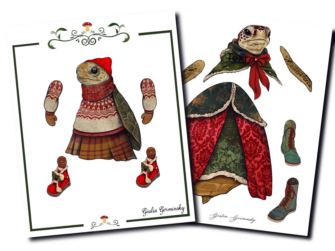 Articulated Paper Turtle Paper Dolls, Printable DIY (digital Download ...