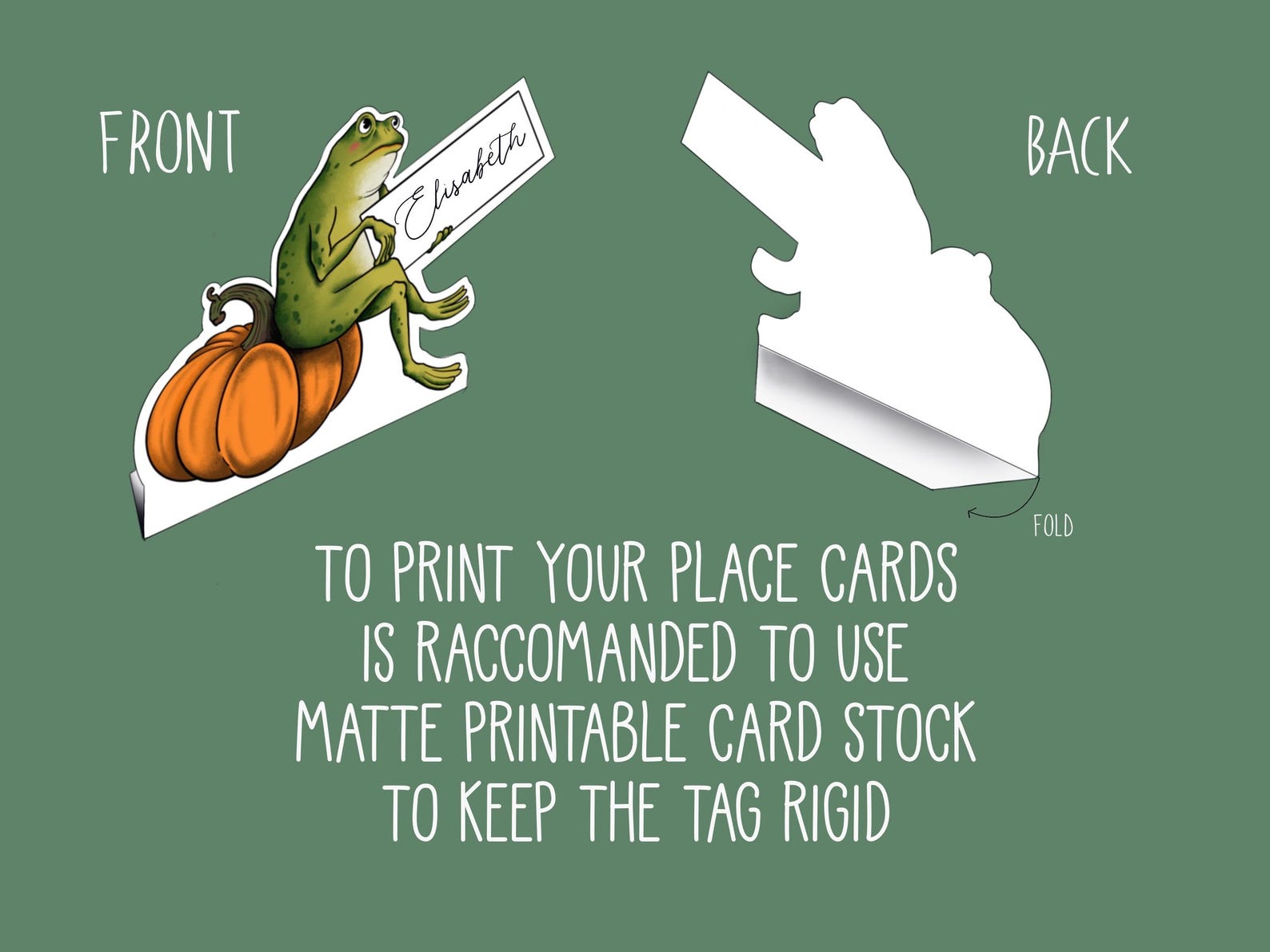 Printable Thanksgiving Frog Place Cards (digital Download) - Etsy