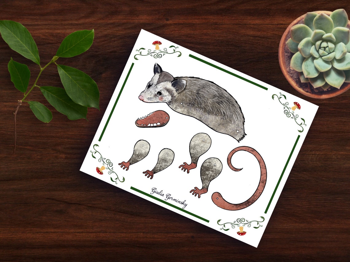 Articulated Printable Paper Opossums, Digital Download, Paper Dolls ...