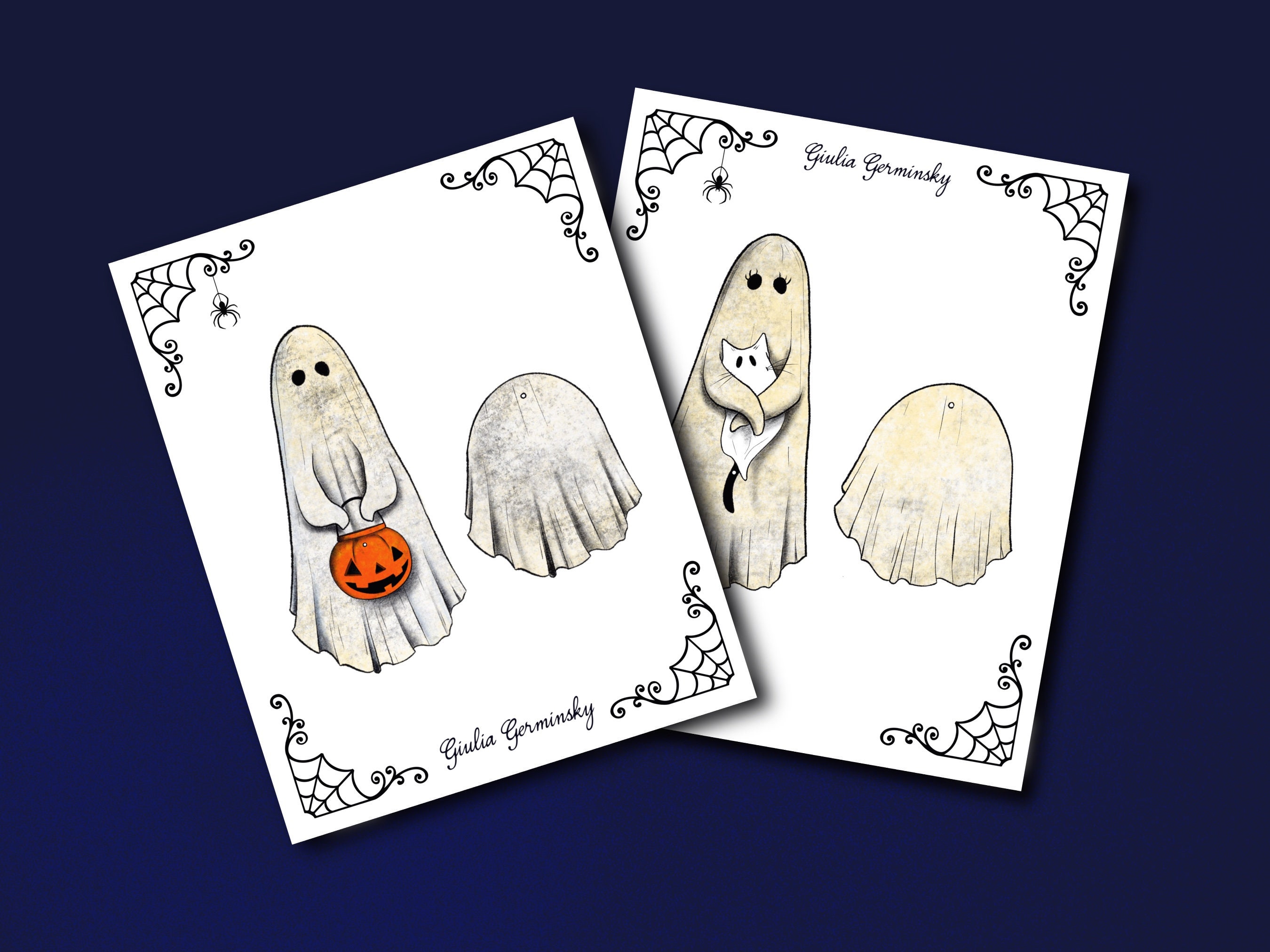 4 Articulated Printable Paper Ghosts, Digital Download, Paper Dolls ...