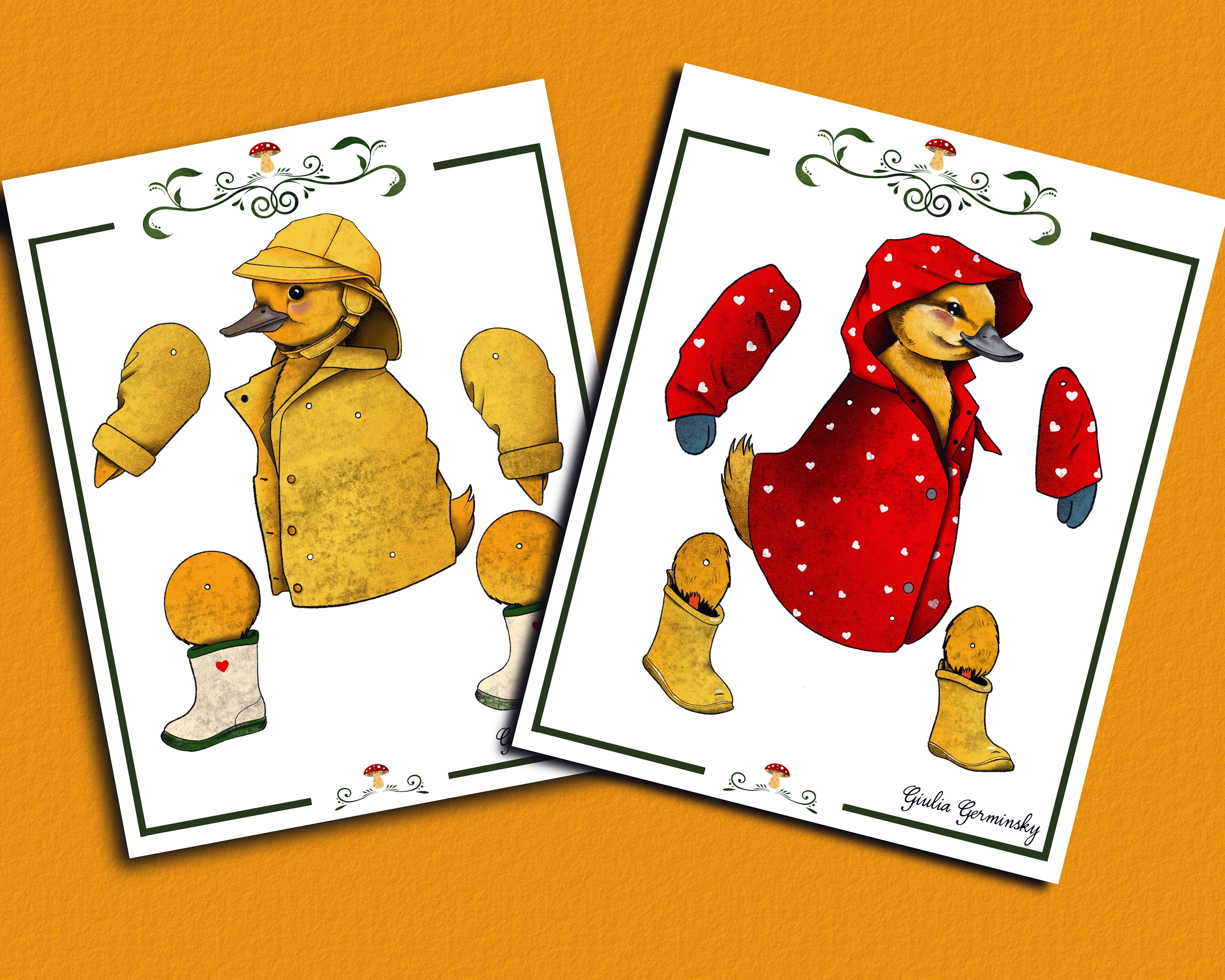 Articulated Printable Paper Ducklings, Digital Download, Paper Dolls ...