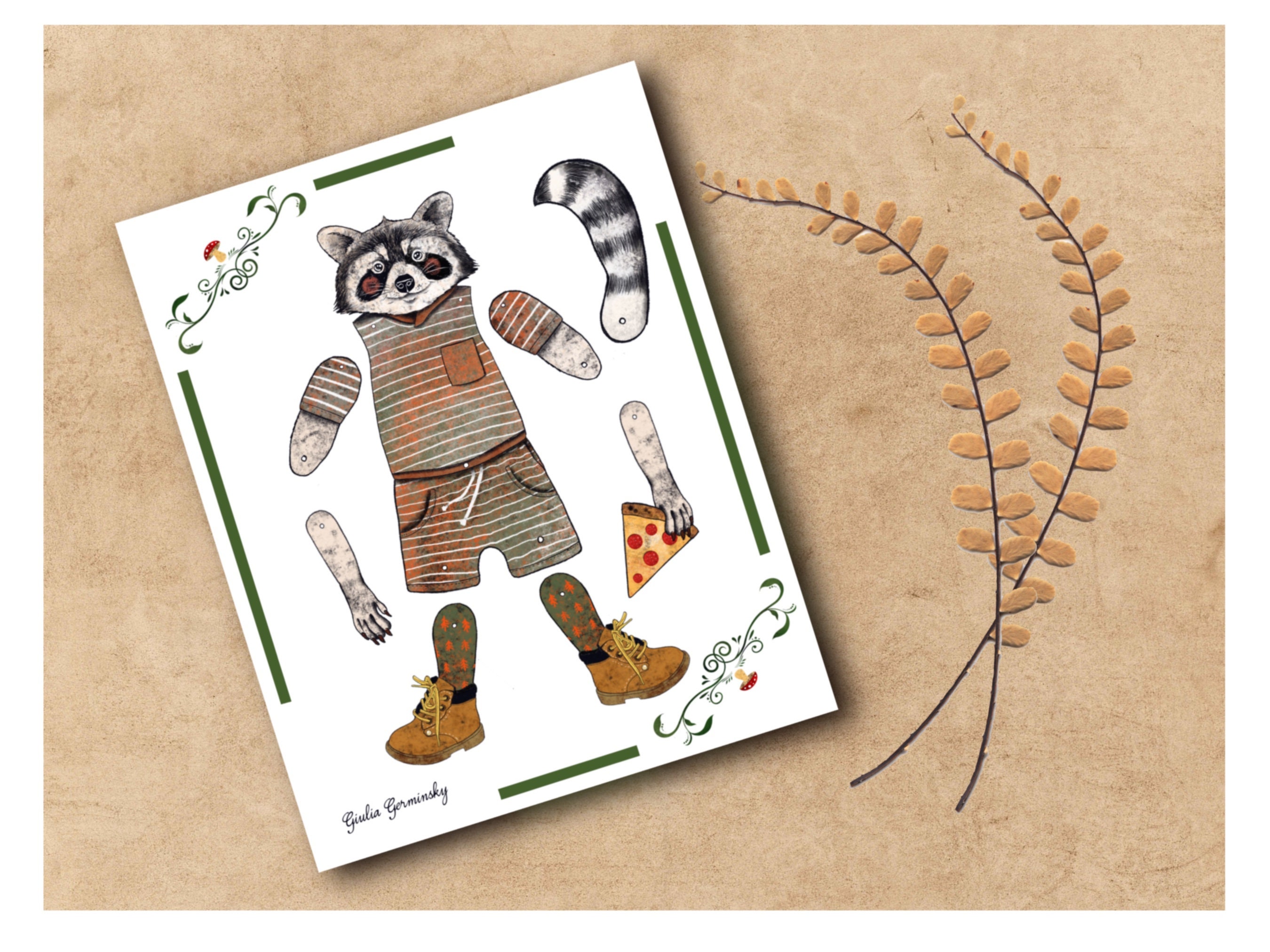 Articulated Printable Paper Raccoons, Digital Download, Paper Dolls ...