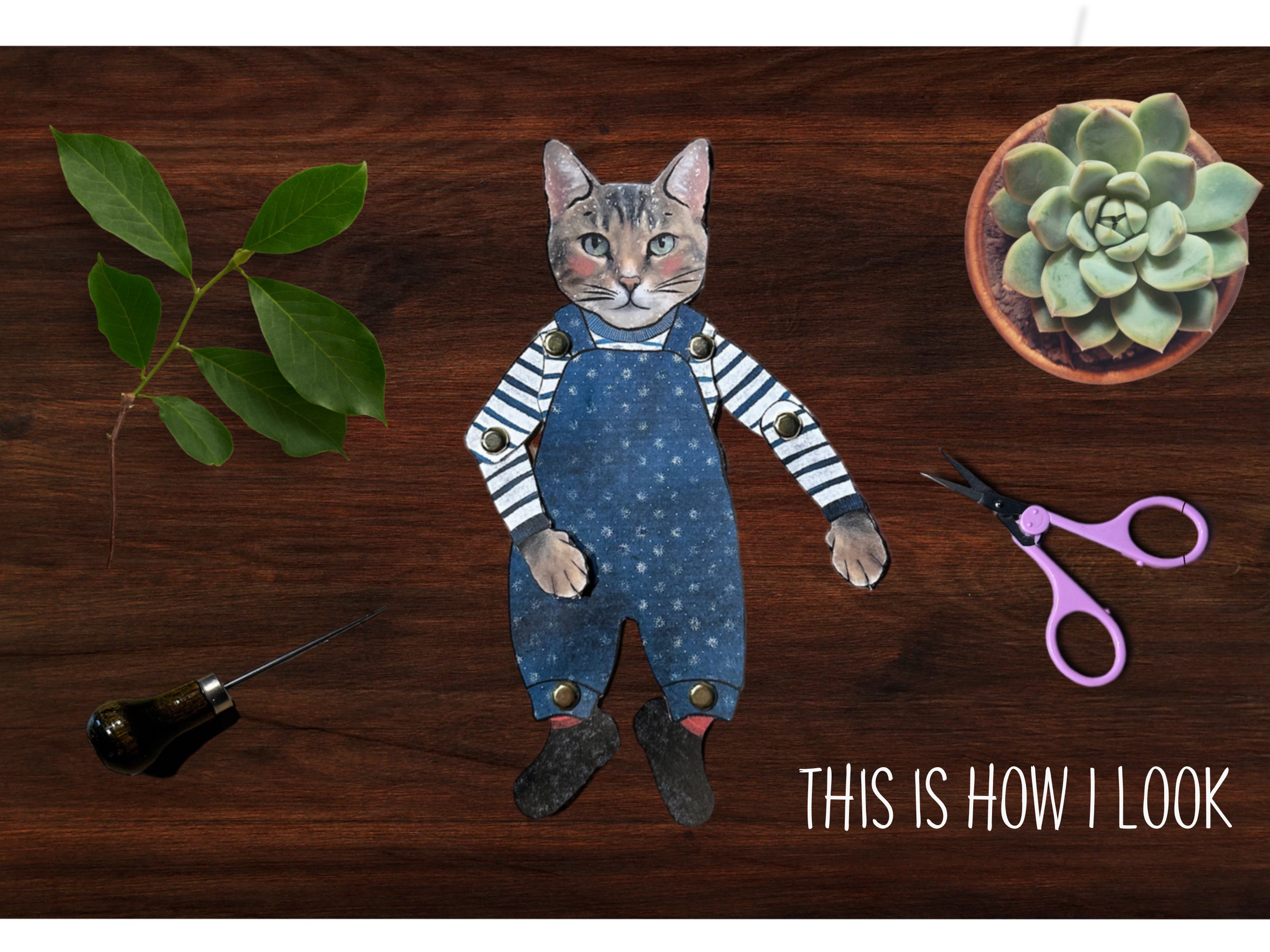 Articulated Printable Paper Cats, Digital Download, Hand Drawn Paper ...