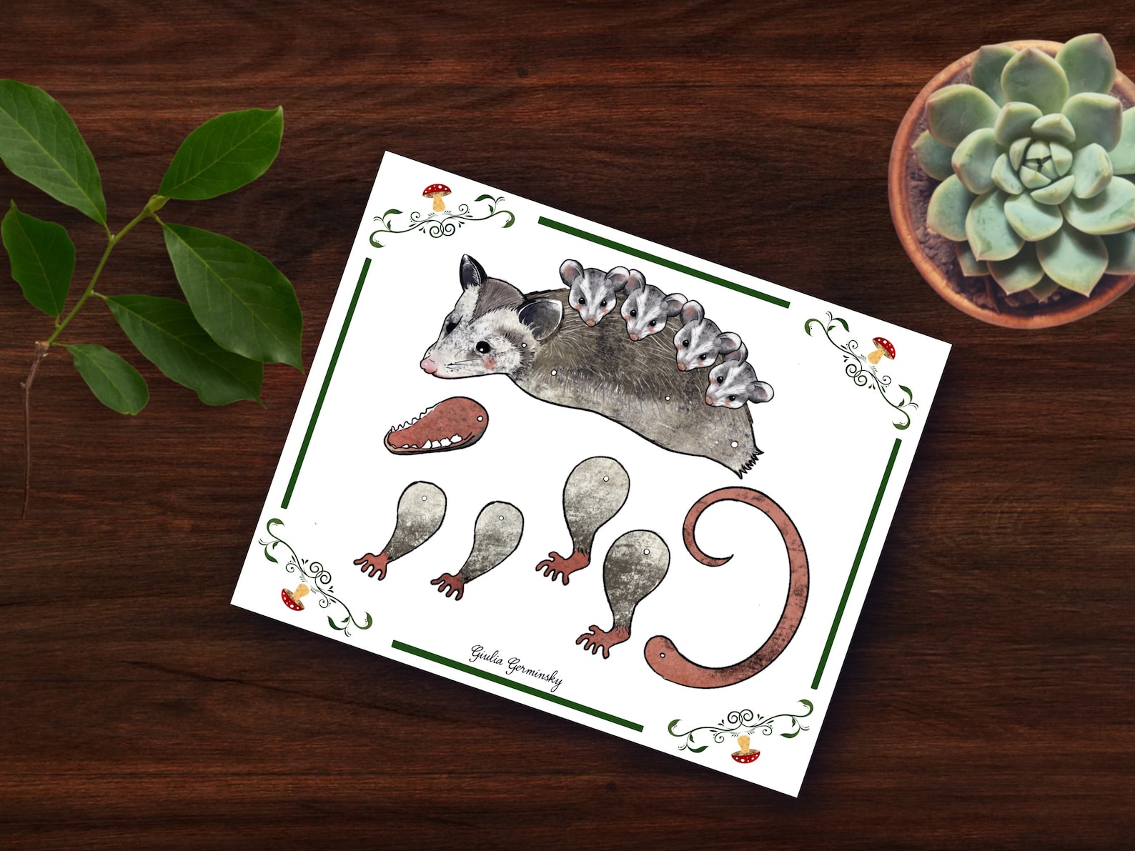 Articulated Printable Paper Opossums, Digital Download, Paper Dolls ...