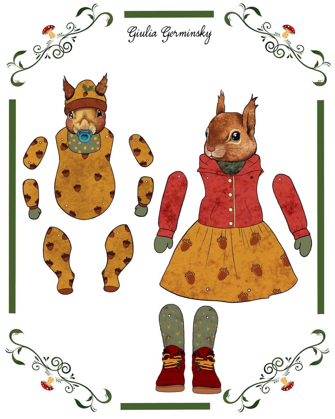 Articulated Printable Paper Squirrels, Digital Download, Paper Dolls ...