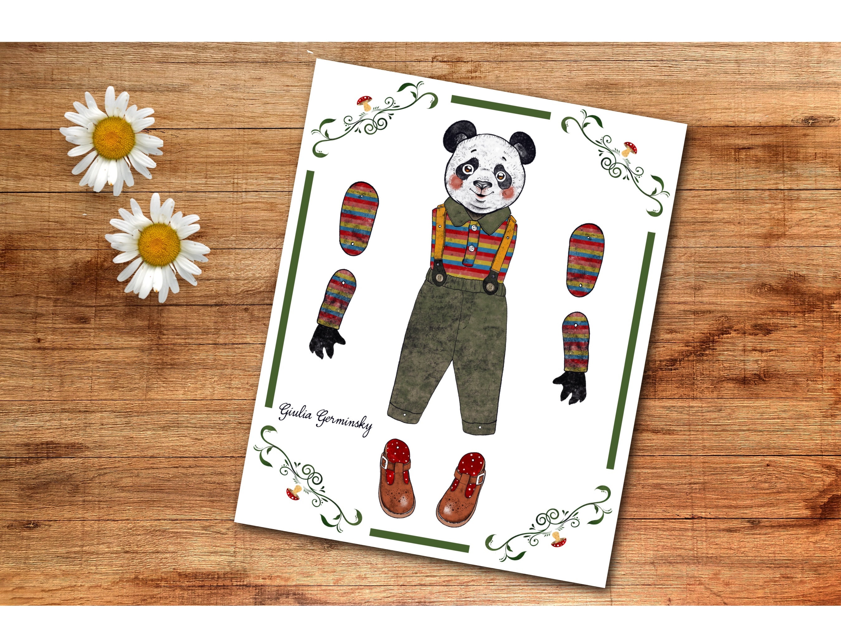 Articulated Printable Paper Pandas, Digital Download, Hand Drawn, Paper ...