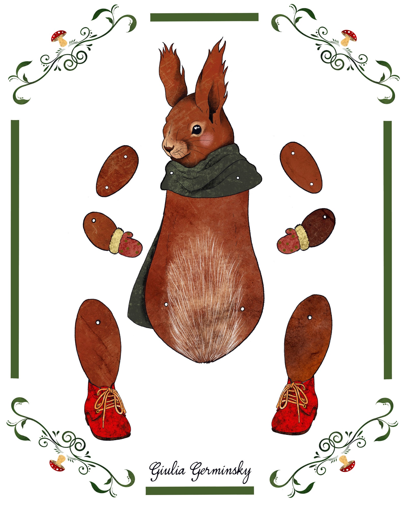 Articulated Printable Paper Squirrels, Digital Download, Paper Dolls ...