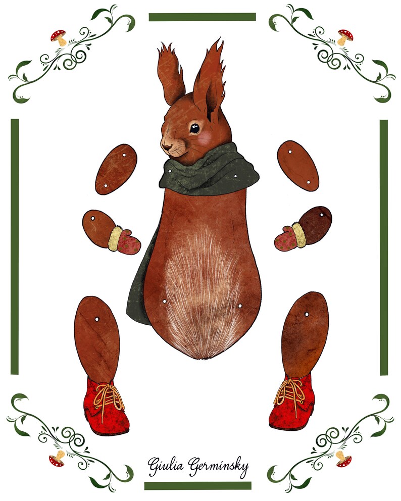 Articulated Printable Paper Squirrels, Digital Download, Paper Dolls ...