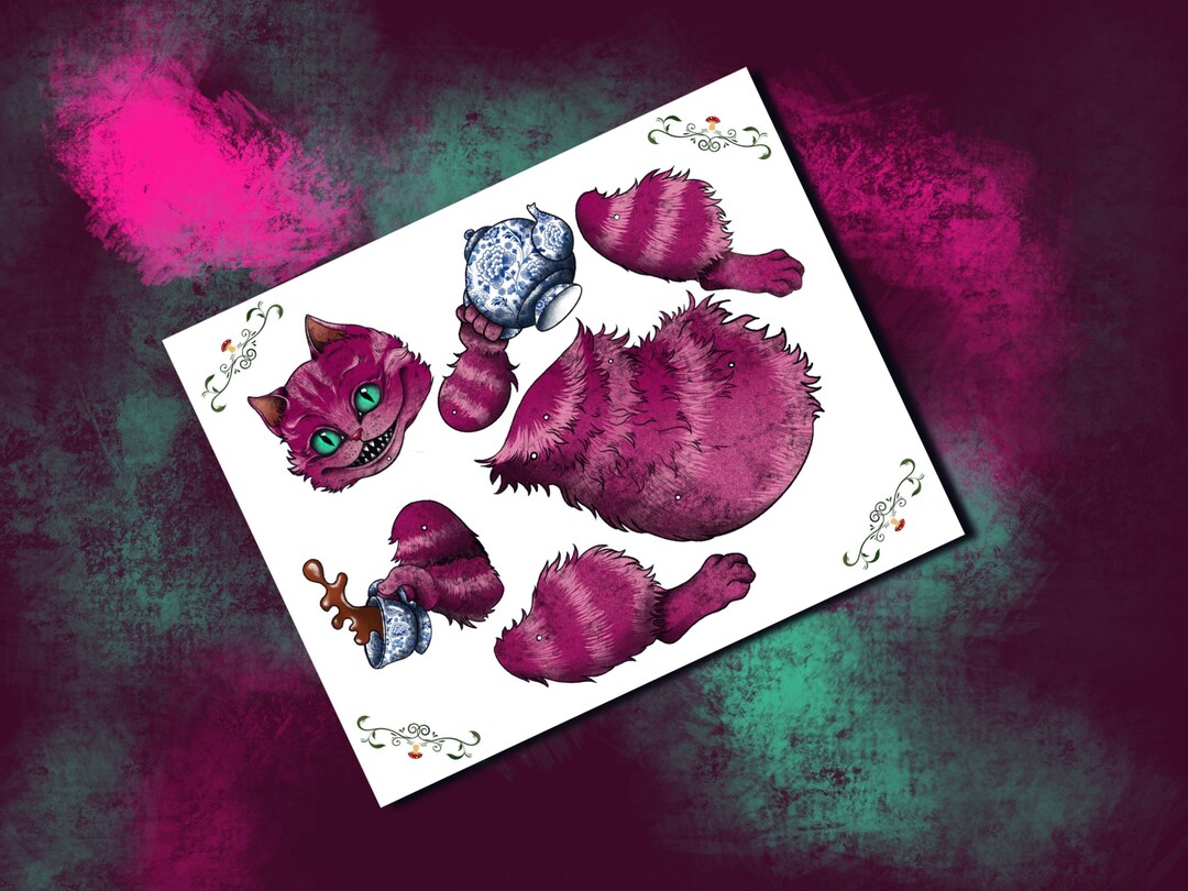 2 Articulated Cheshire Cat and Absolem , Digital Download, Paper Dolls ...