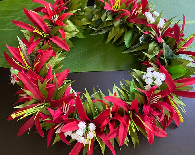 Red Spider Lily Haku Lei Po’o - Etsy Red Spider Lily Haku Lei Po’o - Etsy