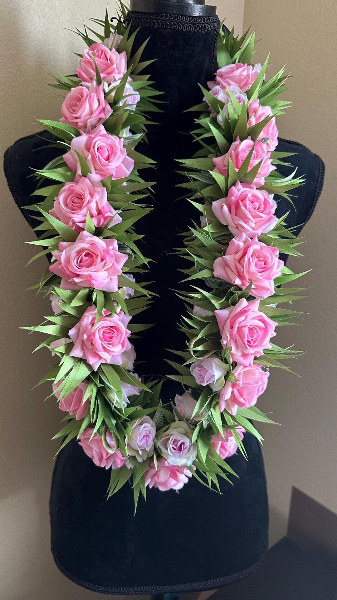 Pink Double Rose Haku Lei - Etsy