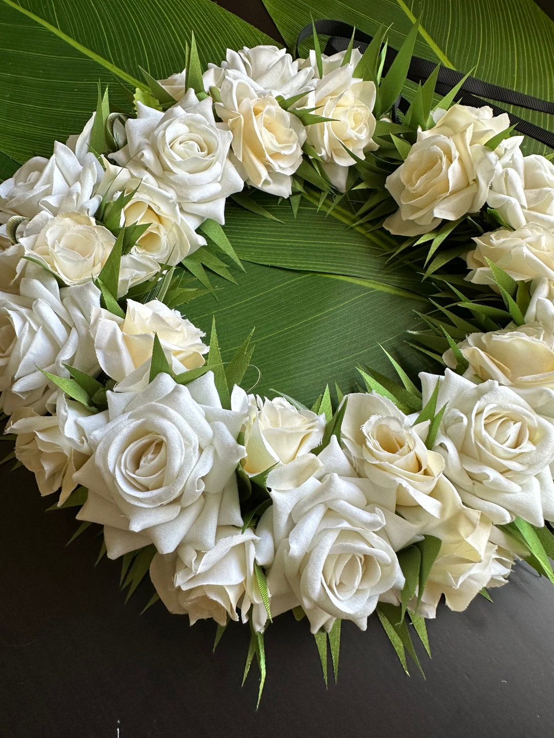 Double White Rose Haku Lei Po’o - Etsy