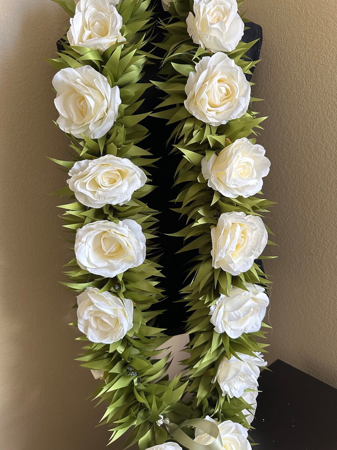 Maile Large White Rose Long Open End Lei - Etsy