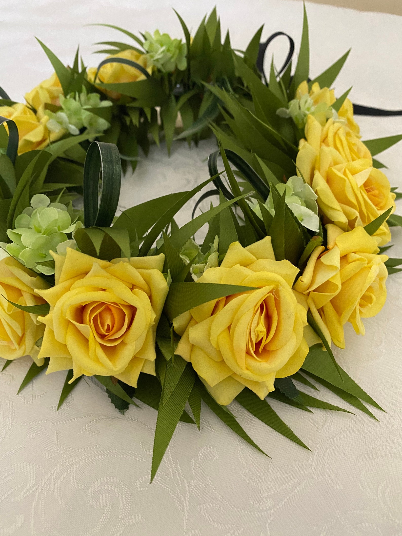 Yellow velvet rose haku lei poo | Etsy