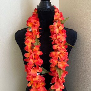 Hawaiian Plumeria Artificial Flowers Lei Orange and Red - Etsy