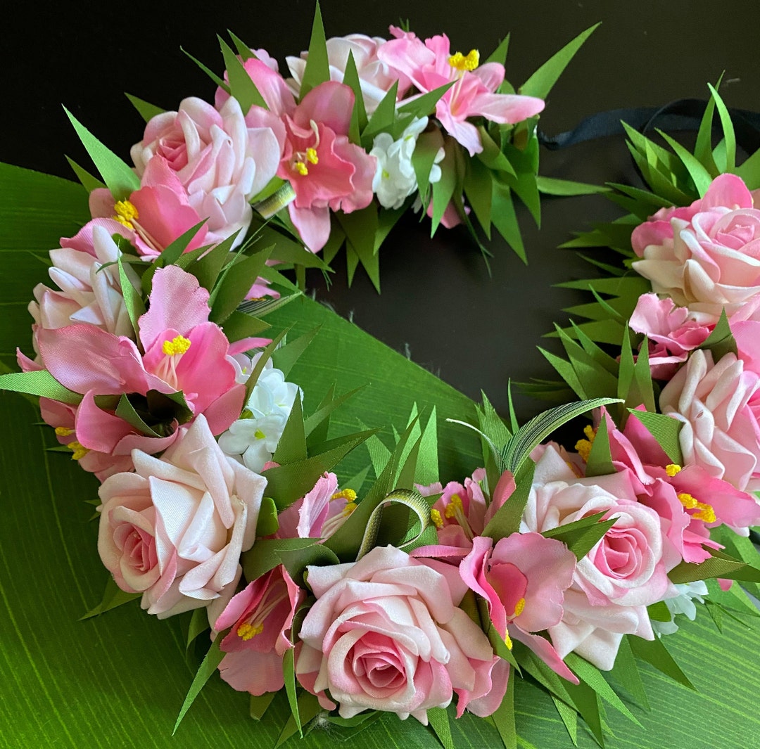 Pink Mini Orchid Pink Rose Haku Lei Poo - Etsy