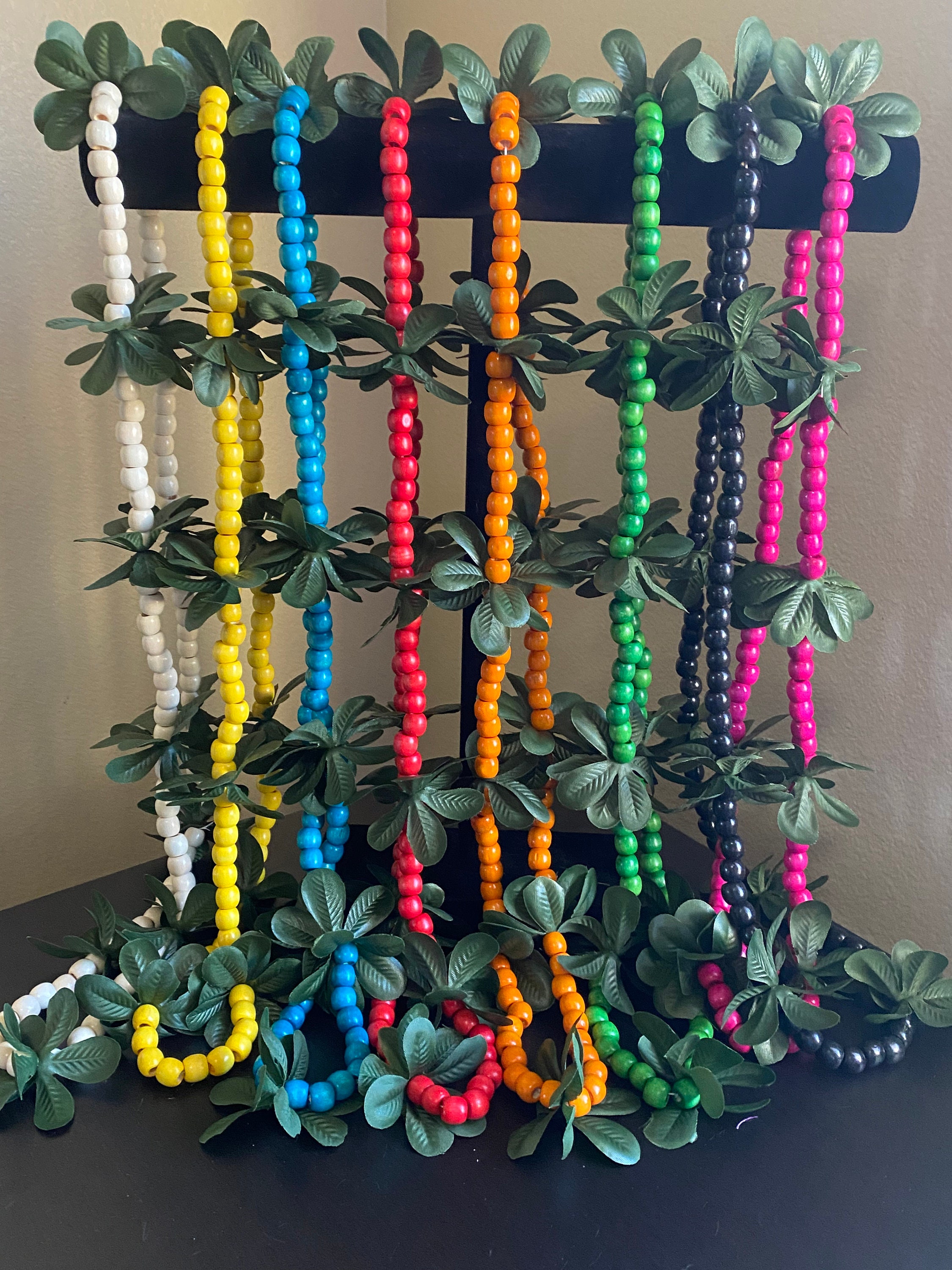 Wood Bead Leaf Lei - Etsy